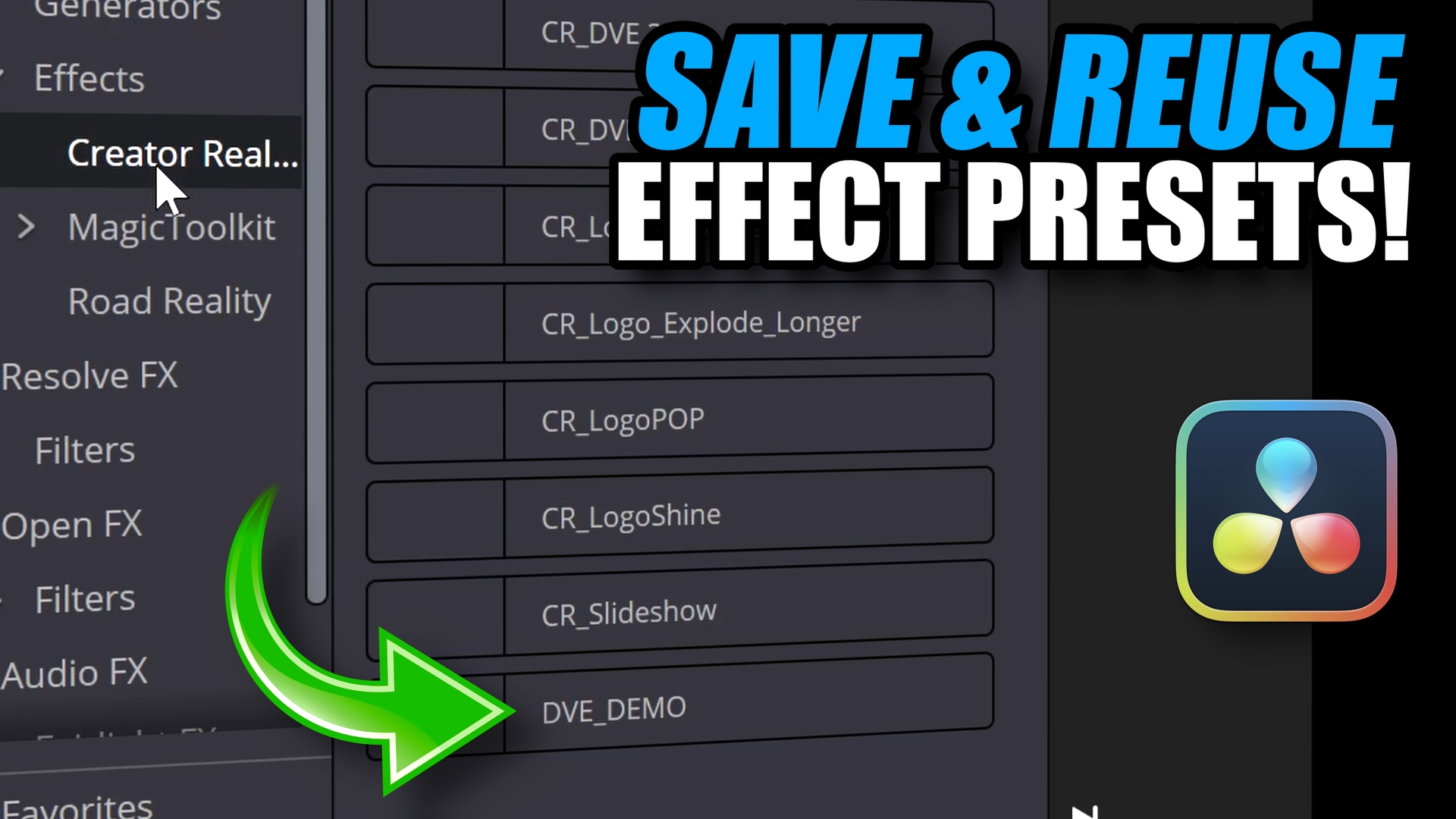 STOP WASTING TIME setting up effects over and over in Davinci Resolve!